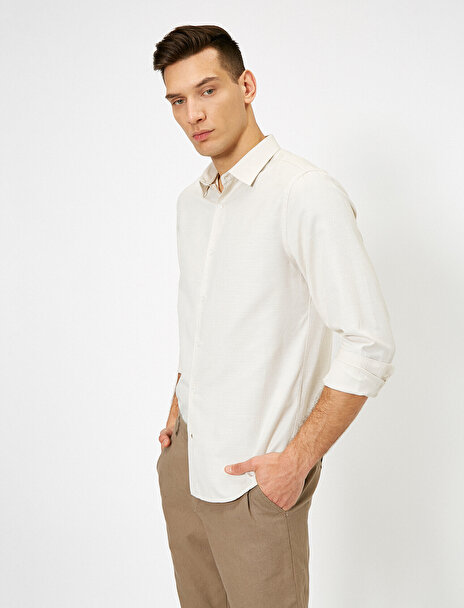 Koton Erkek Düğmeli Yaka Uzun Kollu Slim Fit Smart Gömlek