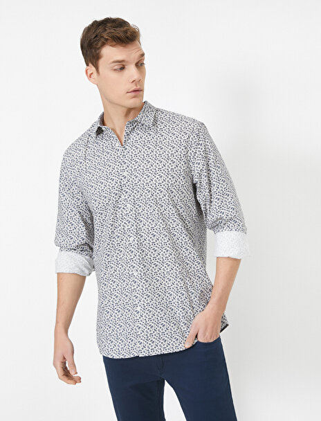 Koton Erkek Desenli Klasik Yaka Uzun Kollu Gömlek