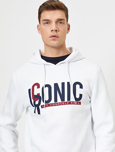 Koton Erkek Kapüşonlu Yazılı Baskılı Uzun Kollu Sweatshirt