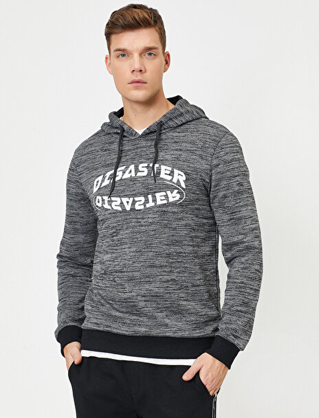 Koton Erkek Kapüşonlu Yazılı Baskılı Uzun Kollu Sweatshirt
