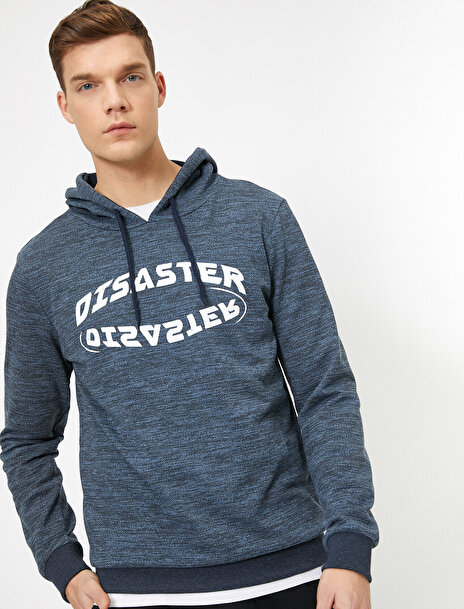Koton Erkek Kapüşonlu Yazılı Baskılı Uzun Kollu Sweatshirt