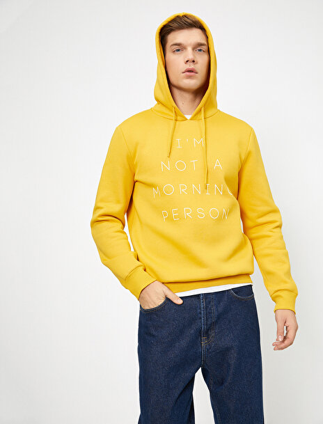 Koton Erkek Kapüşonlu Slogan Baskılı Uzun Kollu Sweatshirt Koton Erkek Kapüşonlu Slogan Baskılı Uzun Kollu Sweatshirt