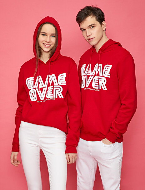 Koton Erkek Kapüşonlu Yazılı Baskılı Uzun Kollu Sweatshirt