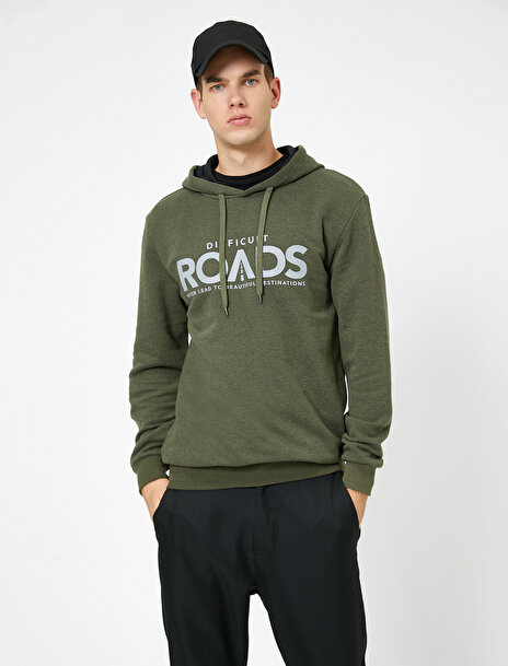 Koton Erkek Kapüşonlu Kontrast Renkli Baskılı Sweatshirt Koton Erkek Kapüşonlu Kontrast Renkli Baskılı Sweatshirt