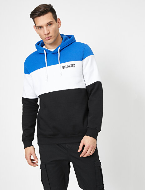 Koton Erkek Kapüşonlu Renk Bloklu Yazılı Baskılı  Sweatshirt Koton Erkek Kapüşonlu Renk Bloklu Yazılı Baskılı  Sweatshirt