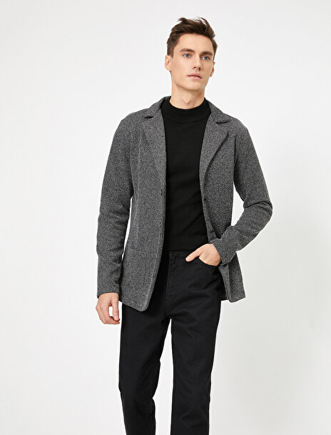 Koton Erkek Düğme Detaylı Blazer Form Slim Fit Hırka Koton Erkek Düğme Detaylı Blazer Form Slim Fit Hırka