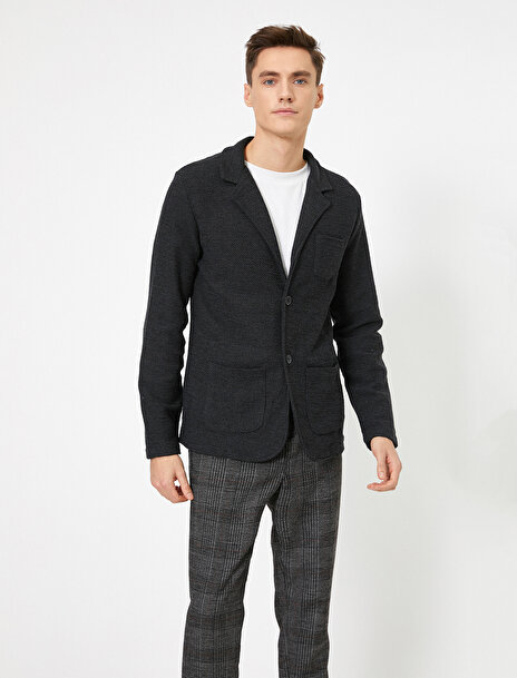 Koton Erkek Blazer Form Düğme Detaylı Slim Fit Hırka Koton Erkek Blazer Form Düğme Detaylı Slim Fit Hırka