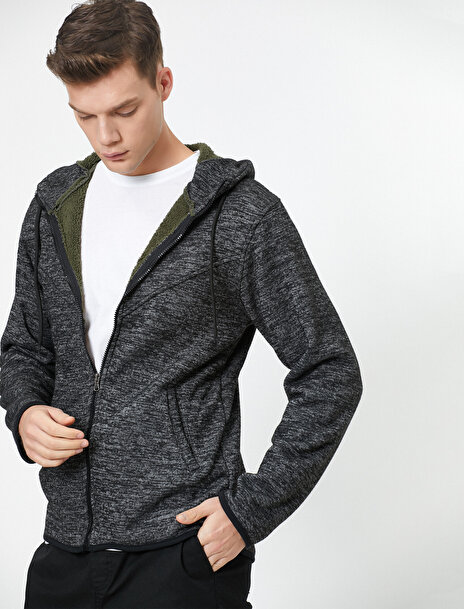 Koton Erkek Kapüşonu Cep Detaylı Fermuarlı Hırka Koton Erkek Kapüşonu Cep Detaylı Fermuarlı Hırka