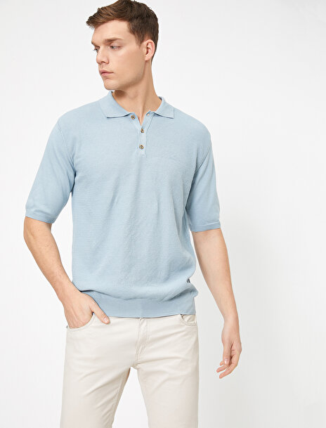 Koton Erkek Polo Yaka Dokulu Kumaş Slim Fit Triko Kazak Koton Erkek Polo Yaka Dokulu Kumaş Slim Fit Triko Kazak