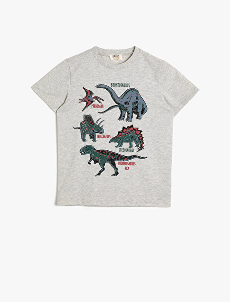 Koton Erkek Çocuk Pamuklu Baskılı Kısa Kollu Bisiklet Yakalı Tişört