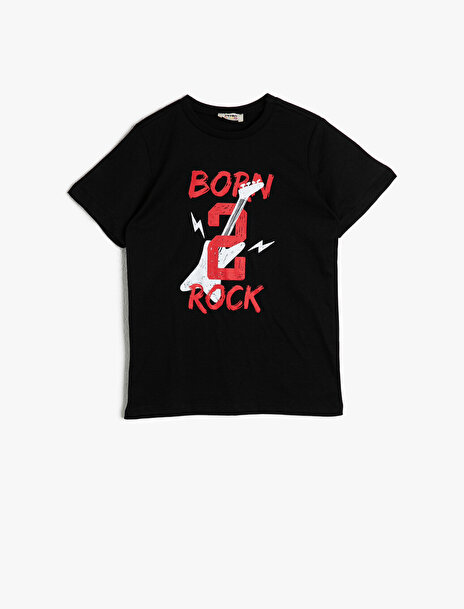 Koton Erkek Çocuk Pamuklu Baskılı Kısa Kollu Bisiklet Yakalı Tişört