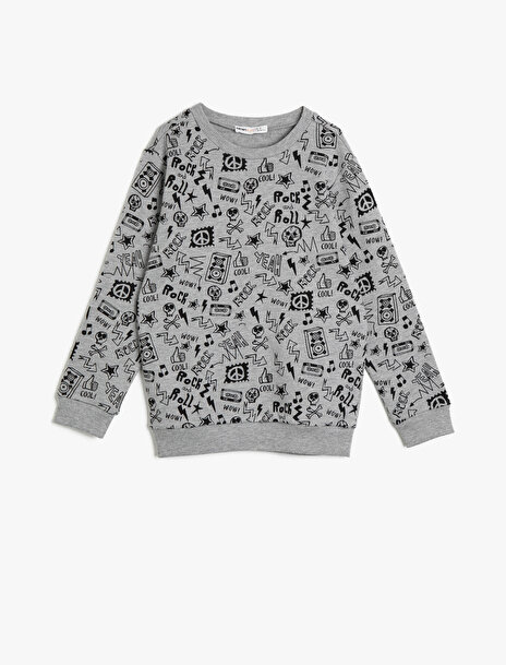 Koton Erkek Çocuk Baskılı İçi Yumuşak Tüylü Kumaştan Ribanalı Sweatshirt