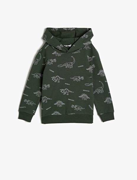Koton Erkek Çocuk Dinazor Desenli Kapüşonlu İçi Yumuşak Tüylü Kumaştan Ribanalı Sweatshirt Koton Erkek Çocuk Dinazor Desenli Kapüşonlu İçi Yumuşak Tüylü Kumaştan Ribanalı Sweatshirt