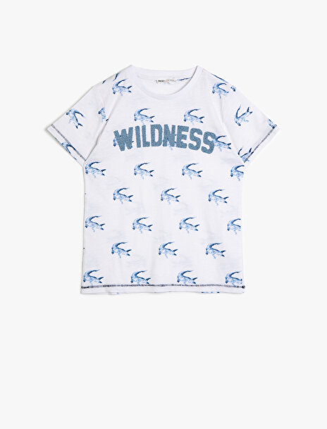 Koton Erkek Çocuk Kontrast Renk Slogan Baskılı Pamuklu Bisiklet Yaka Desenli Tişört Koton Erkek Çocuk Kontrast Renk Slogan Baskılı Pamuklu Bisiklet Yaka Desenli Tişört