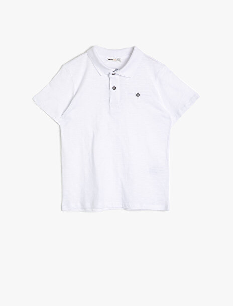 Koton Erkek Çocuk Polo Yaka Pamuklu Kumaş Düğmeli Göğüste Düğmeli Cepli Kısa Kollu Tişört