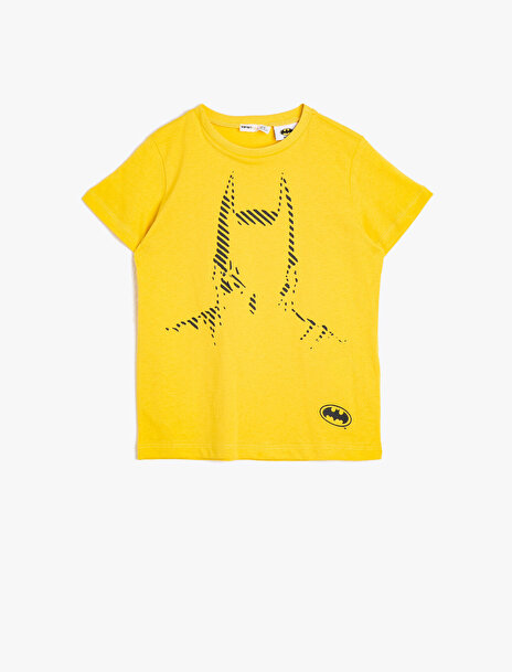 Koton Erkek Çocuk Batman Lisanslı Baskılı Pamuklu Kısa Kollu Bisiklet Yaka Tişört