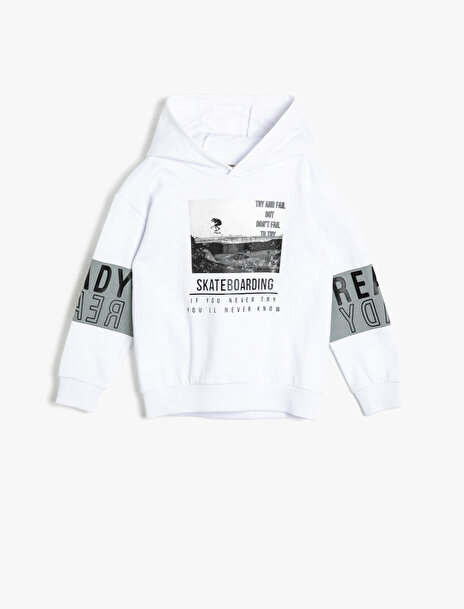 Koton Erkek Çocuk Kapüşonlu Baskılı Ribanalı Sweatshirt