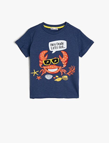 Koton Erkek Çocuk Hareketli Baskılı Kısa Kollu Bisiklet Yaka Tişört Koton Erkek Çocuk Hareketli Baskılı Kısa Kollu Bisiklet Yaka Tişört