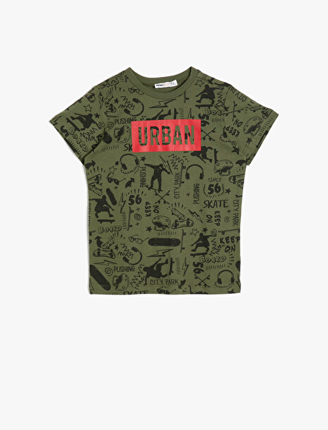 Koton Erkek Çocuk Desenli Pamuklu Kontrast Renk Slogan Baskılı Tişört Koton Erkek Çocuk Desenli Pamuklu Kontrast Renk Slogan Baskılı Tişört