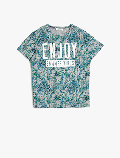 Koton Erkek Çocuk Kontrast Renk Slogan Baskılı Pamuklu Kısa Kollu Bisiklet Yaka Tişört Koton Erkek Çocuk Kontrast Renk Slogan Baskılı Pamuklu Kısa Kollu Bisiklet Yaka Tişört