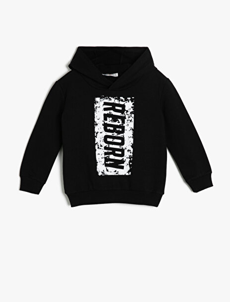 Koton Erkek Çocuk Kapüşonlu İçi Yumuşak Tüylü Kumaştan Ribanalı Slogan Baskılı Sweatshirt Koton Erkek Çocuk Kapüşonlu İçi Yumuşak Tüylü Kumaştan Ribanalı Slogan Baskılı Sweatshirt