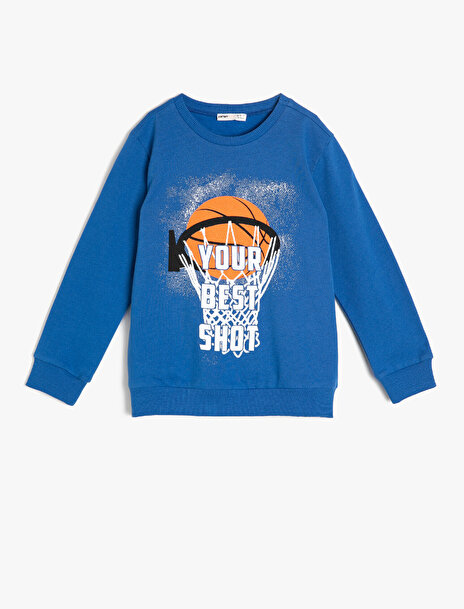 Koton Erkek Çocuk Baskılı İçi Yumuşak Tüylü Kumaştan Ribanalı Sweatshirt