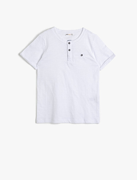 Koton Erkek Çocuk Pamuklu Düğmeli Yaka Düğmeli Cepli Kısa Kollu Tişört