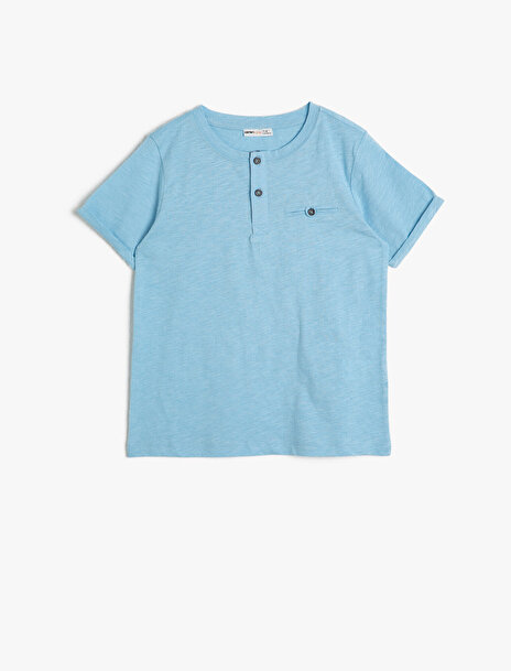 Koton Erkek Çocuk Pamuklu Düğmeli Yaka Düğmeli Cepli Kısa Kollu Tişört