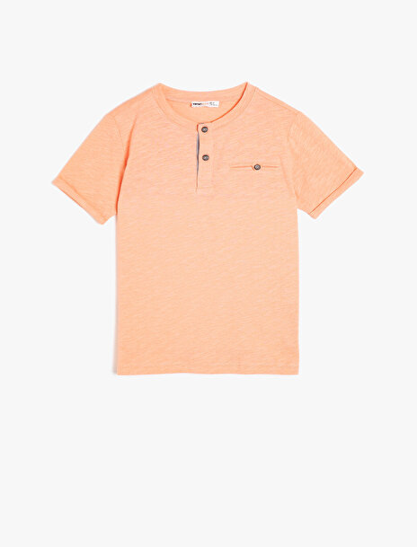 Koton Erkek Çocuk Pamuklu Düğmeli Yaka Düğmeli Cepli Kısa Kollu Tişört