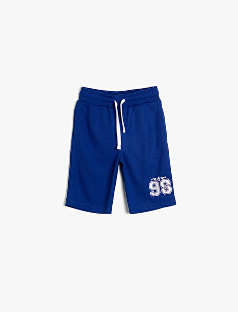 Koton Erkek Çocuk Basic İnce Sweatshirt Kumaşından Ribanalı Baskılı Cepli Şort