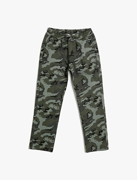 Koton Erkek Çocuk Kamuflaj Desenli Beli Lastikli Pamuklu Pantalon