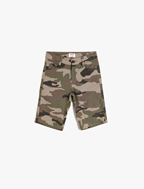 Koton Erkek Çocuk Pamuklu Kamuflaj Desenli Şort