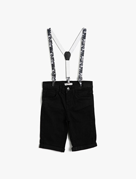 Koton Erkek Çocuk Basic Kamuflaj Askılı 5 Cep Jean Şort