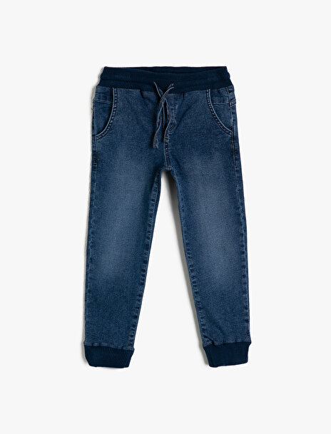 Koton Erkek Çocuk Basic Beli Ve Paçası Ribanalı Beli Kordonlu Jogger Jean Pantalon