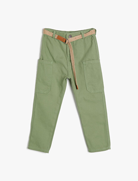 Koton Erkek Çocuk Büyük Cepli Düğmeli Kemerli Pantalon