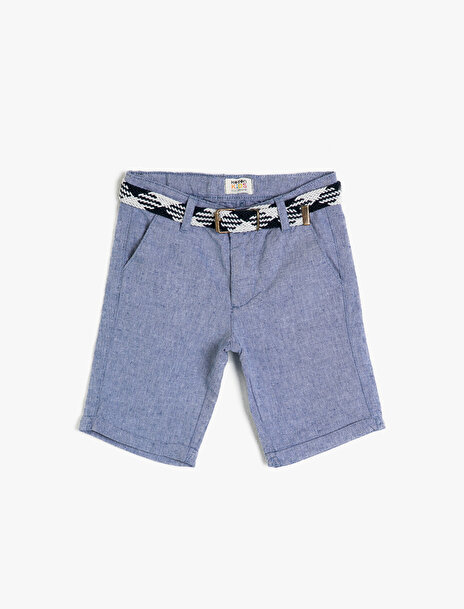 Koton Erkek Çocuk Kemerli Keten Karışımlı Dokuma Şort