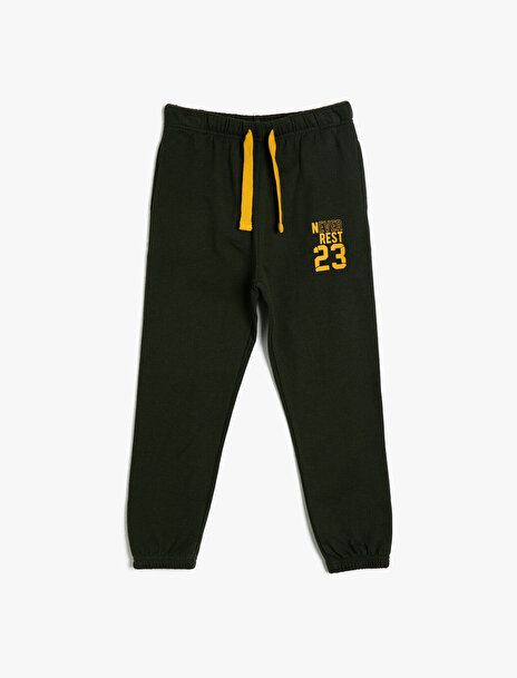 Koton Erkek Çocuk Baskılı Sweatshirt Kumaşından Cep Detaylı Paçası Lastikli Eşofman Altı