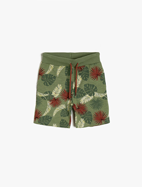 Koton Erkek Çocuk Yaprak Desenli İnce Sweat Kumaştan Beli Ribanalı Cepli Şort Koton Erkek Çocuk Yaprak Desenli İnce Sweat Kumaştan Beli Ribanalı Cepli Şort