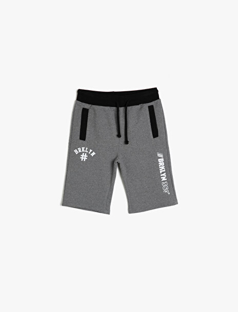 Koton Erkek Çocuk Baskılı İnce Sweat Kumaştan Cepli Kontrast Ribanalı Şort