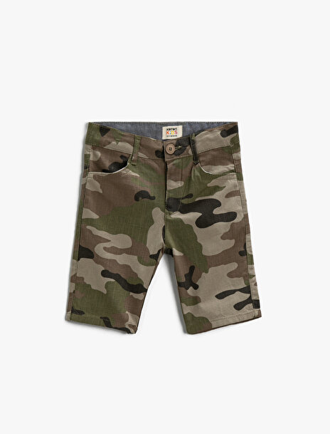 Koton Erkek Çocuk Kamuflaj Şort Diz Üstü Pamuklu