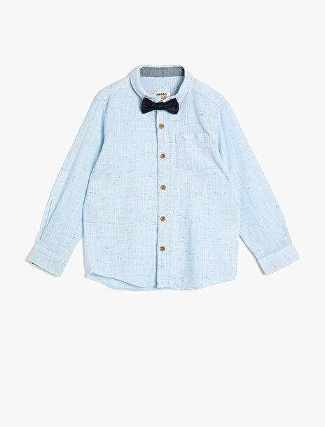 Koton Erkek Çocuk Papyonlu Cepli Uzun Kollu Klasik Yaka Gömlek