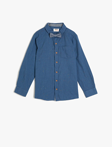 Koton Erkek Çocuk Papyonlu Cepli Uzun Kollu Klasik Yaka Gömlek