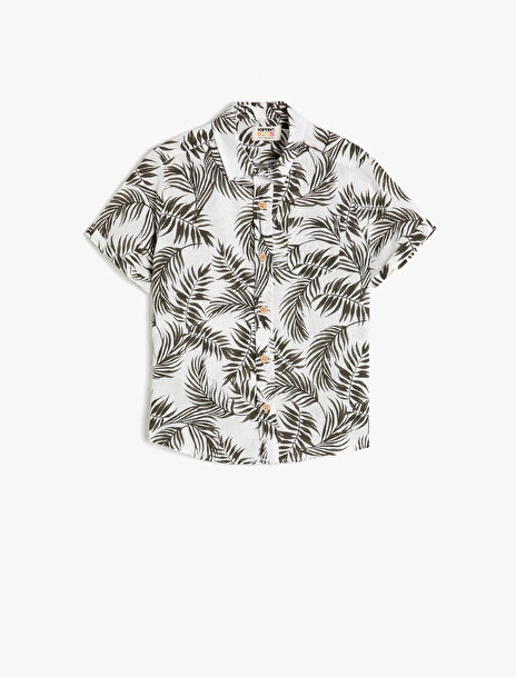 Koton Erkek Çocuk Pamuklu Tropikal Desenli Kısa Kollu Gömlek