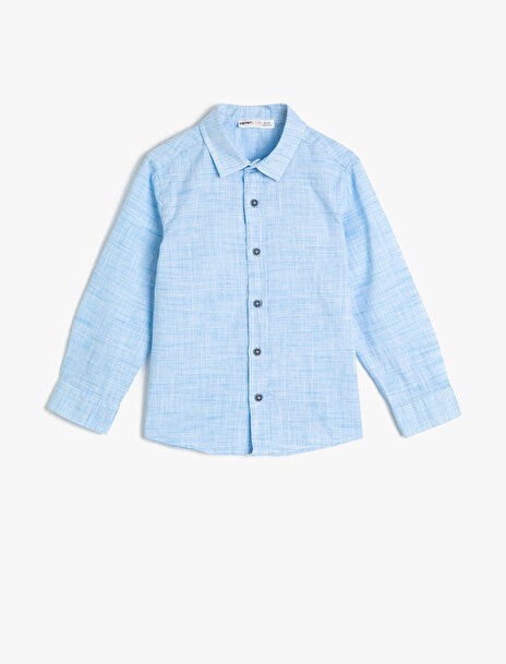 Koton Erkek Çocuk Kırçıllı Kumaştan Uzun Kollu Klasik Yaka Gömlek