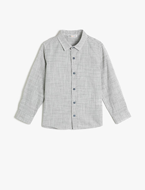 Koton Erkek Çocuk Kırçıllı Kumaştan Uzun Kollu Klasik Yaka Gömlek