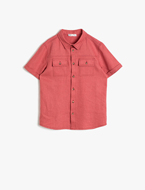 Koton Erkek Çocuk Basic Çift Cepli ve Cep Kapaklı Kısa Kollu Klasik Yaka Gömlek Koton Erkek Çocuk Basic Çift Cepli ve Cep Kapaklı Kısa Kollu Klasik Yaka Gömlek