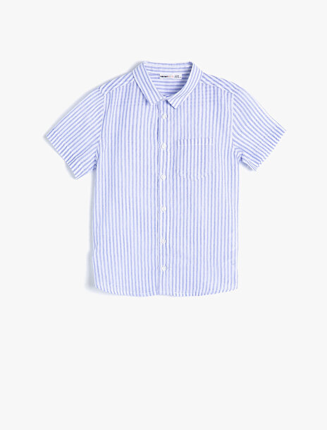 Koton Erkek Çocuk Klasik Yaka Kısa Kollu %100 Pamuklu Çizgili Gömlek