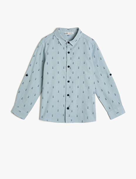 Koton Erkek Çocuk Desenli Pamuklu Kumaş Uzun ve Katlanabilir Kollu Klasik Yaka Gömlek Koton Erkek Çocuk Desenli Pamuklu Kumaş Uzun ve Katlanabilir Kollu Klasik Yaka Gömlek