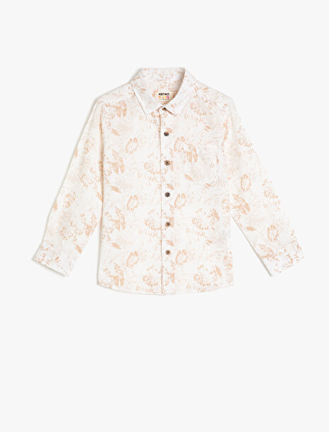 Koton Erkek Çocuk Pamuklu Tropikal Baskılı Uzun Kollu Gömlek