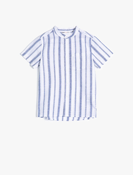 Koton Erkek Çocuk Hakim Yaka Kısa Kollu Pamuklu Çizgili Gömlek